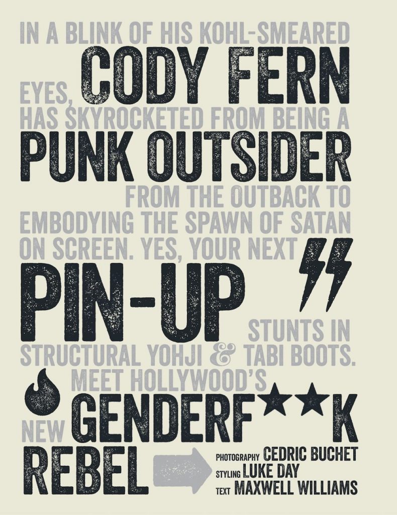 Cody Fern: Punk Outside, Pin-Up, Genderf**k Rebel - Fashionably Male